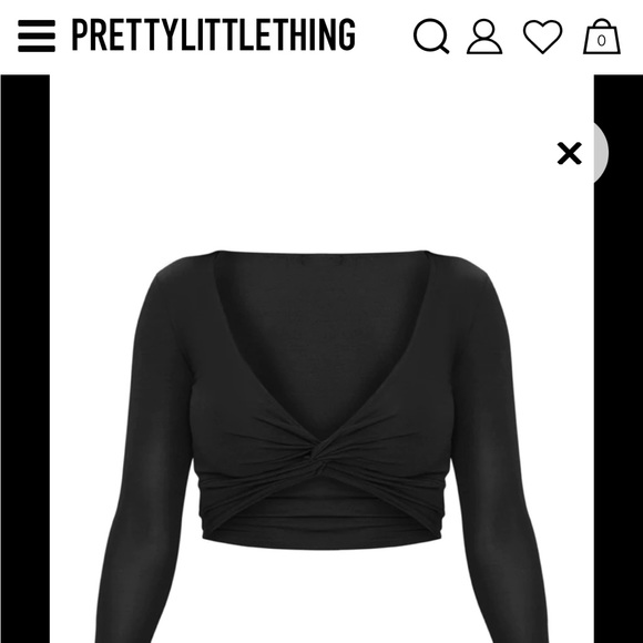 PrettyLittleThing | Tops | Pretty Little Thing Shape Black Slinky Twist ...